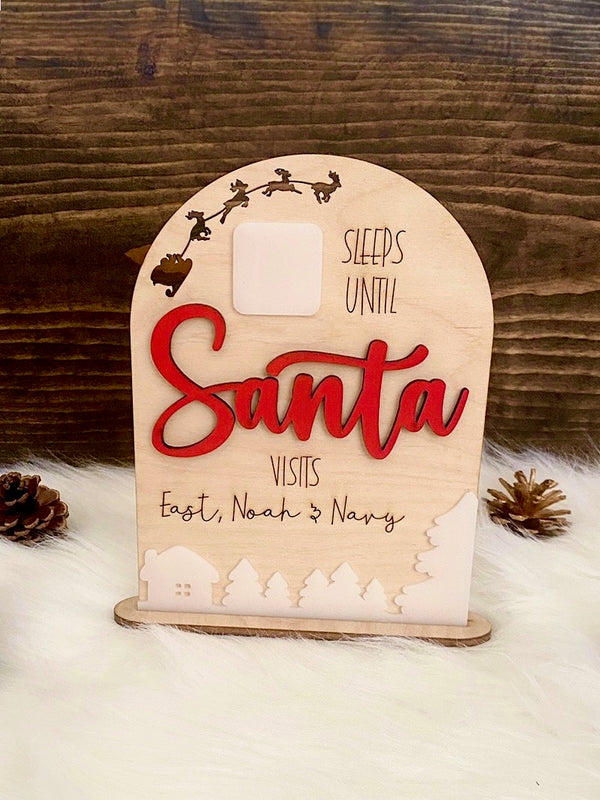 Christmas Countdown Sign- "Sleeps Until Santa Visits" - Sunny and Southern